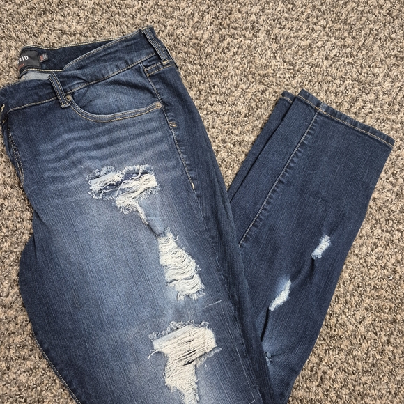 torrid | Jeans | Torrid Blue Skinny Jeans With Distressed Details ...